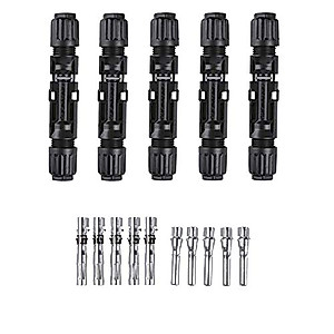 Witproton Solar PV Connector IP68 1500V 40A Hollow Tinned Copper Terminal Black 5 Pairs (2.5mm2~6mm2 (14AWG~10AWG))