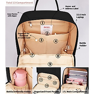 KALIDI Casual Backpack, 17 Inches Laptop Backpack for Men Women, Water Resistant Vintage Rucksack Business Travel Daypack College School Bag, Black