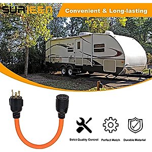 SURIEEN NEMA L5-30P to L14-30R Generator Transfer Switch Adapter Cord, 30 Amp 3 Prong to 4 Prong Generator Plug Adapter Twist Lock to House Inlet Box with Power Indicator, STW 10 Gauge 1.5FT