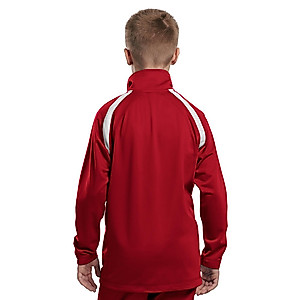 SPORT-TEK YST90 Youth Tricot Track Jacket - True Red/White - M