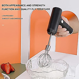JOYKI Cordless Handheld Electric Mixer, USB Rechargeable Handheld Whisk, 3 speeds, for whisking and mixing cookies, cakes, batters, egg whites and soups, black
