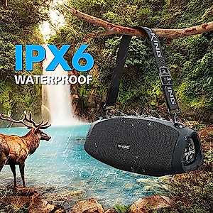 W-KING Portable Loud Bluetooth Speakers with Wireless Microphone, (120W PEAK)70W Outdoor Speaker Bluetooth Wireless Waterproof, Triple Passive Radiators-Deep Bass/Hi-fi/DSP/Power Bank/TF/AUX/EQ/Opener