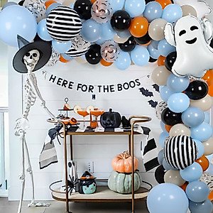 Halloween Baby Shower Balloons Arch Garland Kit, Halloween Foil Balloons with 3D Bats for Happy Boo Day Decors Halloween Baby Shower Decorations Halloween Theme Birthday Party Supplies