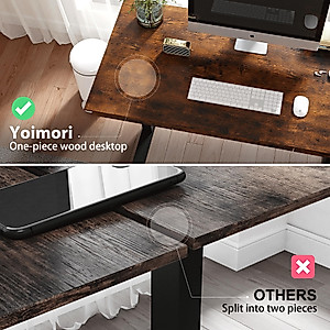 Yoimori Electric Standing Desk with Drawer,48 x 24 Inches Standing Desk Adjustable Height Desk with 12W Wireless Charging,One-Piece Wooden Desktop Sit Stand Up Desk, Memory Home Office Desks