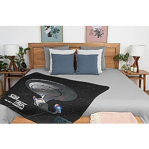 INTIMO Star Trek The Next Generation USS Enterprise NCC-1701-D Starship Fleece Plush Throw Blanket 60" x 48" (152cm x 122cm)