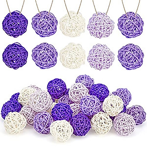 DomeStar Decorative Balls Centerpiece Bowls, 32PCS Purple Rattan Balls Very Peri Wicker Balls 2 Inch Natural Decorative Orbs Vase Fillers