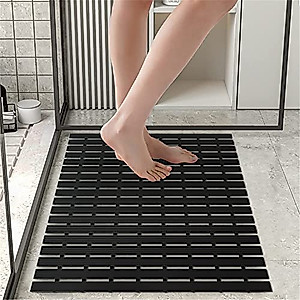 Bathtub Anti-Slip mat with Grip Floor Rubber Backing for Bathroom,Massage Shower mat,Bath tub mats, No Suction Cups Thick Drainage mat,Water Resistance(SPA Black)