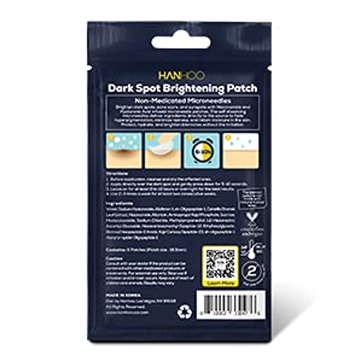 Hanhoo Dark Spot Brightening Patch | Microneedle Patch | Hydrocolloid Patches with Niacinamide and Hyaluronic Acid | Fades Dark Spots and Hyperpigmentation | Cruelty-free & Vegan | 6 Patch Count