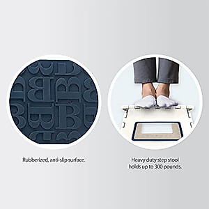 BROOKSTONE 13" Non-Slip Textured Grip Surface, Foldable Space Saving Design, Carrying Handle, Holds Up to 300 Pounds, for Kitchen and Rest of Home