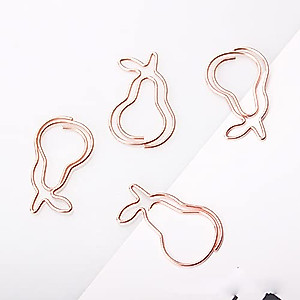 tiecawk 50 Pieces Pear Shape Paper Clips Cartoon Fruits Pear Bookmark Rose Gold Marking Clips Metal Paperclips for Office School Home Stationery Gift