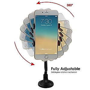 ivoler Car Phone Mount Windshield, Long Arm Clamp Universal Windshield with Double Clip Strong Suction Cup Cell Phone Holder Compatible with iPhone 13 12 11 Pro XS Max 7 8 6 Plus for Galaxy S22 Ultra