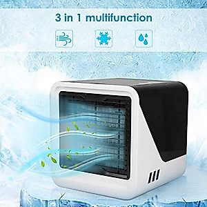Portable Air Conditioner, FlyBanboo Mini Fan Air Cooler, Personal Use Evaporative Air Humidifier for Home Kitchen Office Nightstand, USB Cable, Quiet&Strong Wind