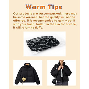 Womens Winter Puffer Jacket Cropped Long Sleeve Zip Up Baggy Short Down Coats with Pockets Black M