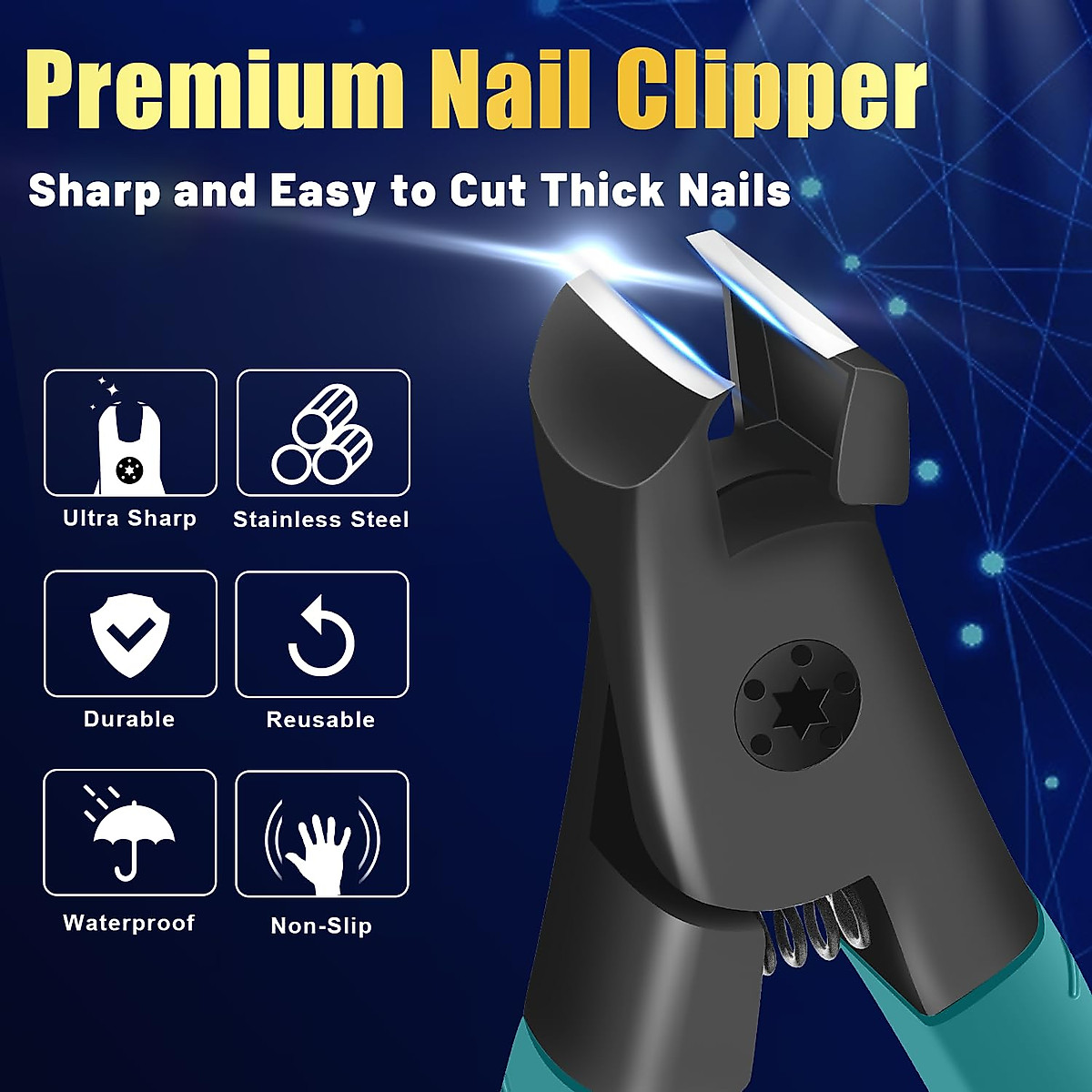 Nail Clippers for Men, Toe Nail Clippers for Thick Toenails Acrylic Nail Clipper Set for Women, Seniors Nail Clippers for Thick Toenails Long Handle Clippers Ultra Sharp Stainless Steel Nail Clippers