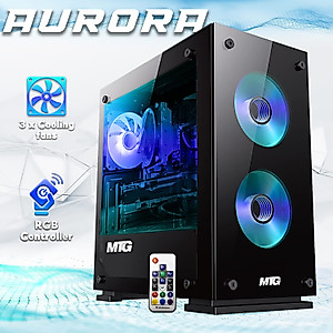 MTG Aurora 4T Gaming Tower PC- Intel Core i7 4th Gen, GTX 1660 Super 6GB GDDR6 192bits Graphic, 16GB Ram, 512GB Nvme, New MTG 27 Inch Monitor, RGB Keyboard Mouse, Headphone, Webcam, Win 10