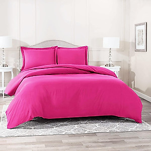 RESTURA Duvet Cover 2 Pillow Shams - Alaska King (132 x 120) Inches - Egyptian Cotton 800 Thread Count Comforter Cover Zipper Closure 3 Pieces Hot Pink Duvet Covers Set