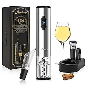 AMIUZ Electric Wine Opener, Battery Operated Corkscrew, Automatic Bottle Opener, Wine Gift Set