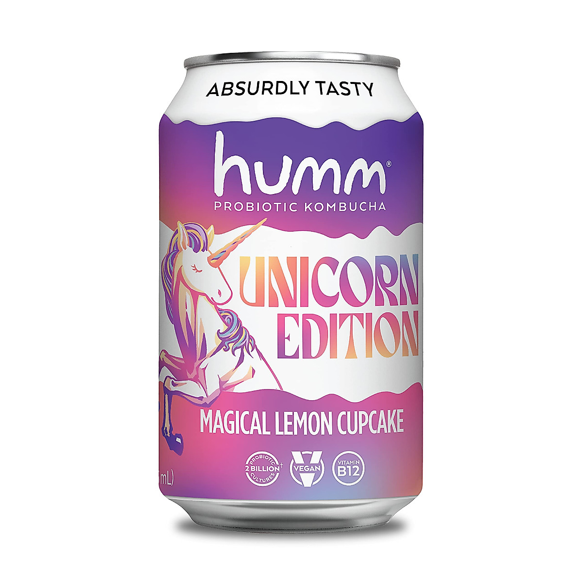 Humm Kombucha Magical Lemon Cupcake, Unicorn Edition - Organic, Vegan & GMO-Free (6 Pack)