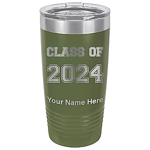LaserGram 20oz Vacuum Insulated Tumbler Mug, Class of 2023, 2024, 2025, 2026, 2027, Personalized Engraving Included (Camo Green)