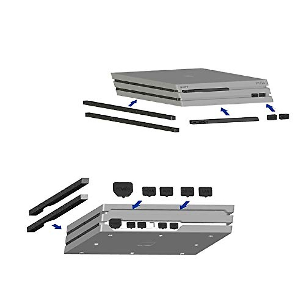 Lironheel Dust-Proof Cover Filter Mesh Jack Stopper Pack Dustproof Kits Suitable for Playstation 4 Pro PS4 Slim Gaming Console Black