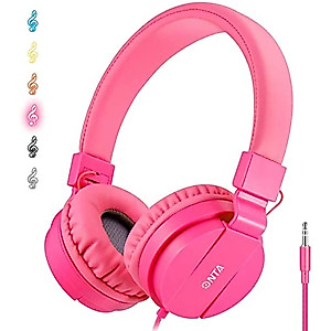 ONTA Kids Headphones for Boys Girls - Child Student Headset Wired Plug Toddler Earphones School Teen on Ear for Ipad | Computer | Smart Phone | Amazon Fire Tablet | Laptop | Plane Travel | Game, Pink