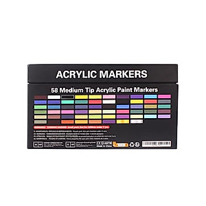 NICETY 58 Colors Acrylic Paint Pens Paint Markers, 3mm Medium Tip Point Acrylic Paint Pens for Rock Painting, Canvas, Wood, Ceramic, Glass, Stone, Fabric, DIY Crafts & Art Supplies