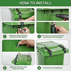 Trash Can Locks for Animals, Raccoon Bear Proof Trash Can Lock, Easy to Install, Long Lasting Strap Lid Garbage Can Lock for Out Door Garbage Can - 2PCS