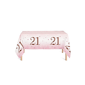 Oojami 4 Pack Happy Birthday Table Cover (4, Pink - 21st Birthday)