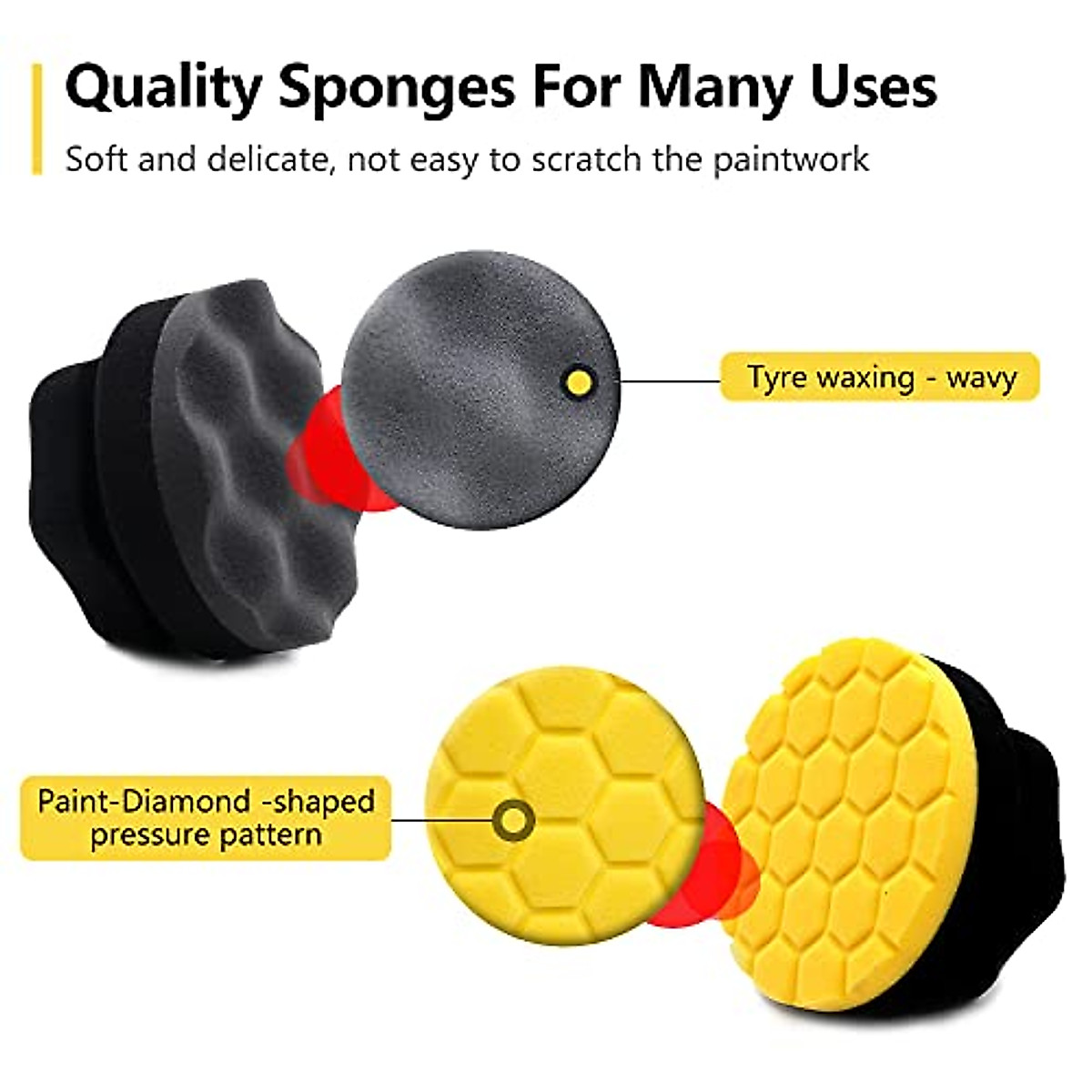 RIXERKOC 2 Pieces Tire Shine Applicator Pad, Tire Hex Grip Applicator, Car Wash Tire Cleaner Wheel Cleaner Rim Washable Tire Shine Applicator Dressing Pad Car Detailing Foam Sponge Reusable
