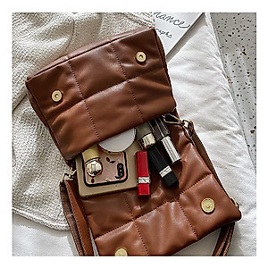 Stylish Cross-straddle Pillow Bag Women's One-shoulder Vintage Down Purse Bag Crossbody Bags for Women Y2k Bag (Black)