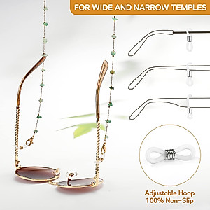 humlbird Eyeglass Chain for Women Stylish Mask Lanyard Natural Crystal Mask Chain Eye Glasses Holder Strap, Green Aventurine