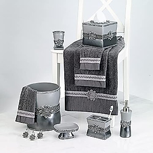 Avanti Linens - Wastebasket, Decorative Trash Can, Stylish Home Decor (Braided Medallion Collection, Granite)