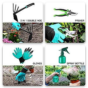 9 PCS Garden Tool Set Kids Gardening Tool Kit for Digging, Planting and Pruning, Gardening Hand Tools with Storage Bag, Ideal Garden Gifts for Men, Women and Any Gardener