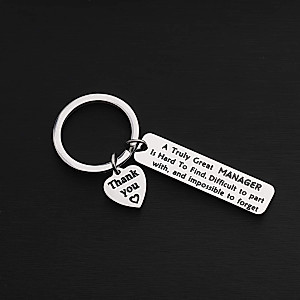 ENSIANTH Manager Gift A Truly Great Manager Is Hard to Find Difficult to Part With and Impossible to Forget Keychain Thank You Gift for Management,Leader,Boss (Manager Gift)