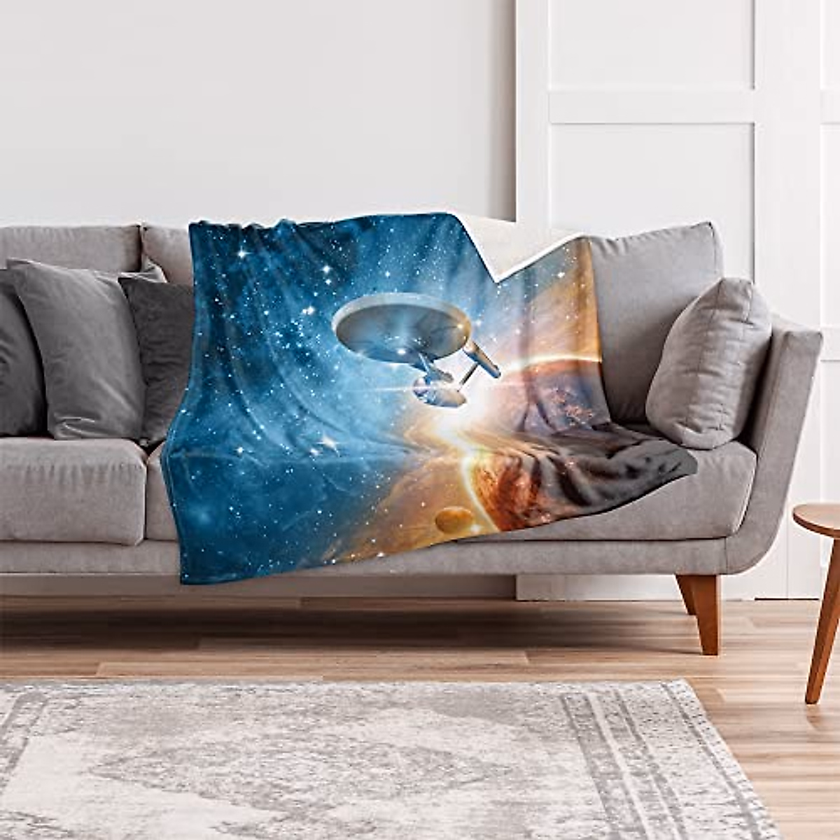 Star Trek Blanket, 50"x60", Final Frontier Silky Touch Sherpa Back Super Soft Throw Blanket