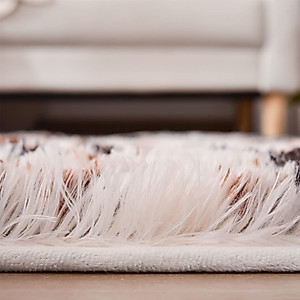 Meeting Story Cow Print Rug Faux Cowhide Rugs Cute Animal Print Carpet Fluffy Shaggy Tie Dye Fuzzy Area Rugs for Living Room Nursery Kids Floor Mat Thick Plush Non-Skid (Coffee-Black, 3 * 5 Feet)