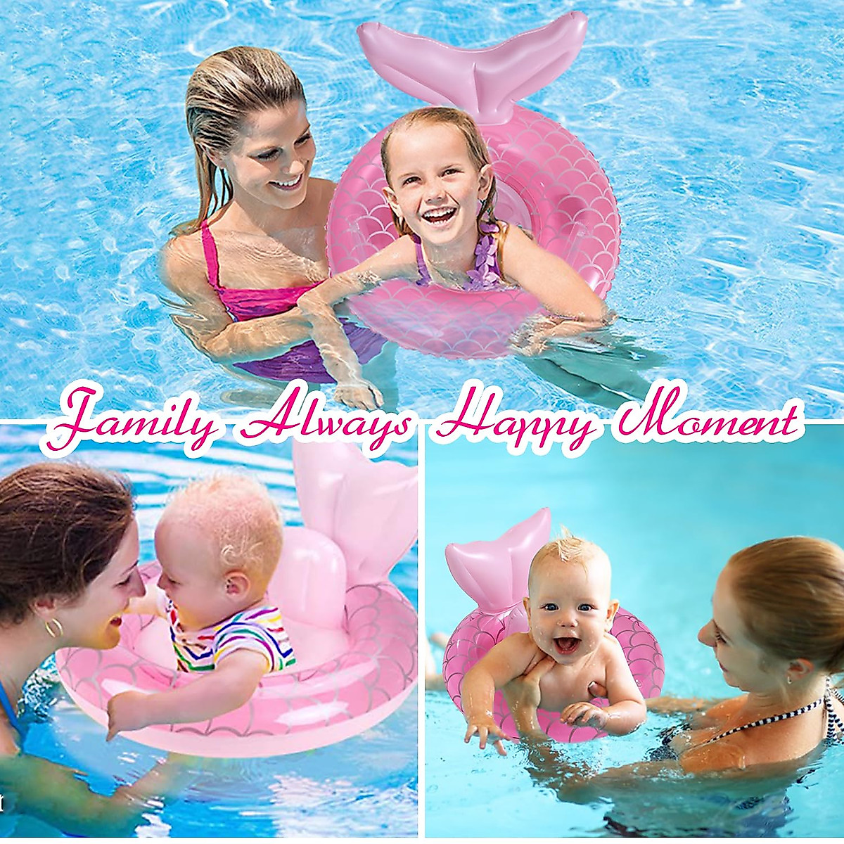 ZEYGLXC 2023 New Mermaid Baby Swimming Pool Floats 6-48 Months,Inflatable Pool Swim Ring with Seat and Handle for Babies Toddlers Infant Training Summer