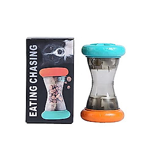 TJOUL Dog Treat Dispensing Puzzle Toys for Small Dogs to Keep Busy,Interactive Chase Toys for Dog Improves Digestion,Enrichment Dog Food Slow Feeder,Barbell-Shaped Dog IQ Treat Dispenser Toys