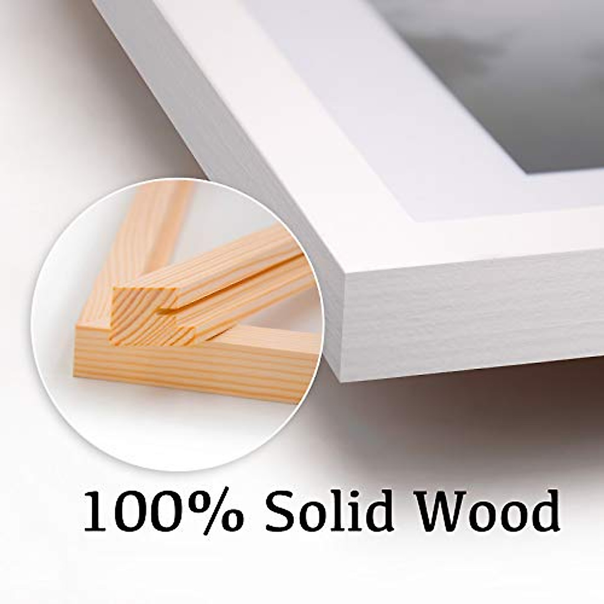 Egofine 8x8 Picture Frames 4 PCS - Made of Solid Wood Covered by Plexiglass for Table Top Display and Wall Mounting Photo Frame for Pictures 4x4/6x6 with Mat White