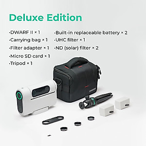 DWARFLAB Dwarf II Smart Digital Telescope - Portable, Ultralight, and Packed with Advanced Features for Astronomy Star Parties, Birding, for Adults and Kids, Beginners and Advanced Players (Deluxe)