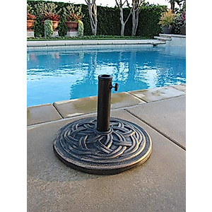 YITAHOME Chaise Outdoor Lounge Chairs, Set of 2, Taupe & DC America UBP18181-BR 18-Inch Cast Stone Umbrella Base, Made from Rust Free Composite Materials, Bronze Powder Coated Finish