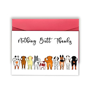 Asmallgf Cute Dog Thank You Card for Teachers Boss Friends, Funny Appreciation Gifts for Women Men, Veterinarian Gifts, Nothing Butt Thanks Pun Card