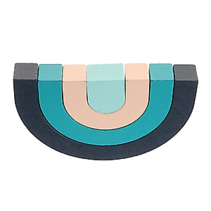 Menolana Wooden Rainbow Bridge Toys Kids Educational Toy Nesting Building Blocks , C