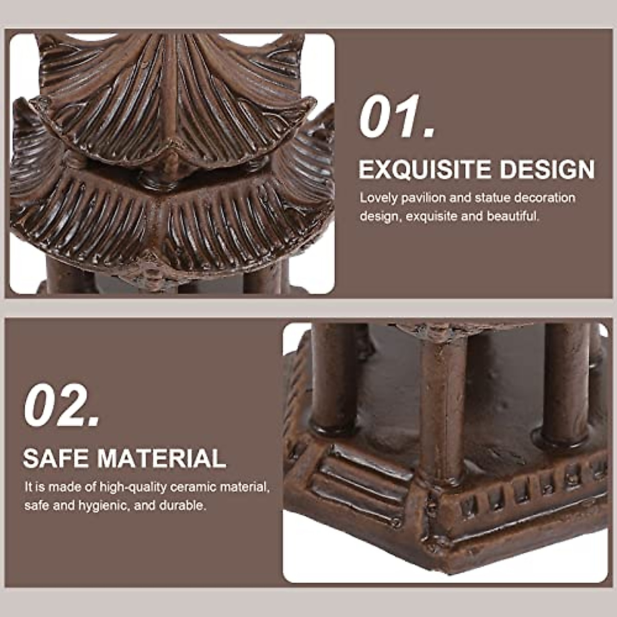 POPETPOP Aquarium Decoration Ceramic Fairy Garden Figurines Mini Pagoda Statue Fish Hideout Shelter Cave for Fish Tank Ornament Micro Landscape Decor