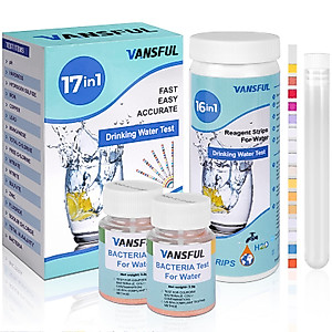 17 in 1 Drinking Water Test Strips, 100 PCS Hot Tub Test Strips, Test Total Chlorine, Bromine, Free Chlorine, PH, Iron, Fluoride, Copper, Mercury, and More