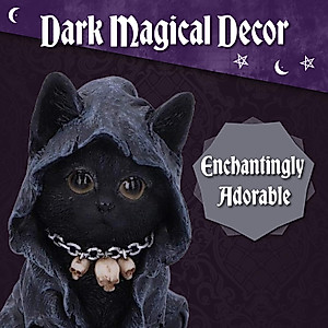 Nemesis Now Grim Reaper Cat Figurine, Hand-Painted Black Kitten with Olive Eyes and Skull Charms, Gothic Collectible Decor, 16cm