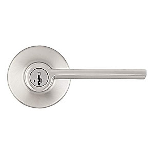 Kwikset Ladera Door Lever Keyed Entry Door Handle , Round Rose in Satin Nickel