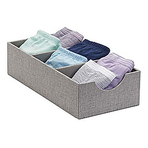 Household Essentials Grey 727-1 Deep 3 Section Drawer Organizer Box for Storage | 12 in x 6.13 in x 3.13
