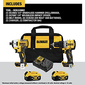 DEWALT 20V MAX XR BRUSHLESS 2 TOOL COMBO KIT (DCK249M2)