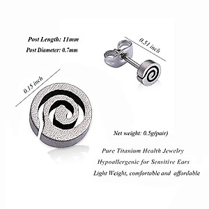 LEYA Stud Earrings, Pure Titanium hypoallergenic Spiral Earring for Women, Men, Teen Girls, Boys | Sensitive Ears (Including Titanium Earring Backs) Silver
